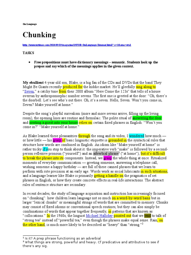 Chunking From NYT 2010 Annotated | English Language | Applied Linguistics