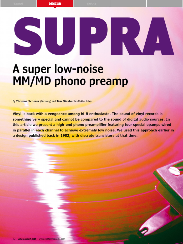 SUPRA Low-Noise Phono Preamp Design | PDF | Operational Amplifier | Rectifier