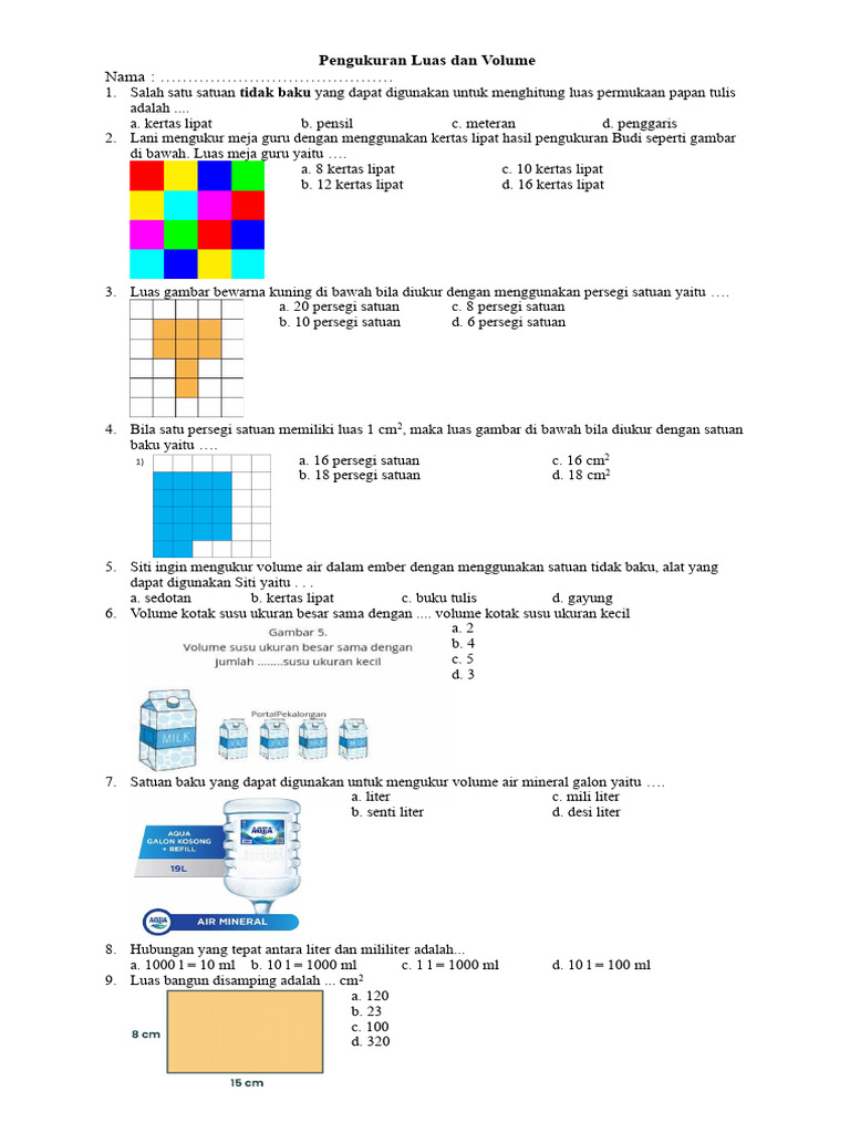 Pengukuran Luas Dan Volume Kelas 4 Semester 2 | PDF