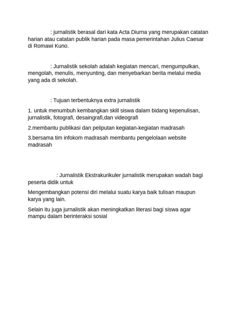 Jurnalistik Berasal Dari Kata Acta Diurna Yang Merupakan Catatan Harian ...