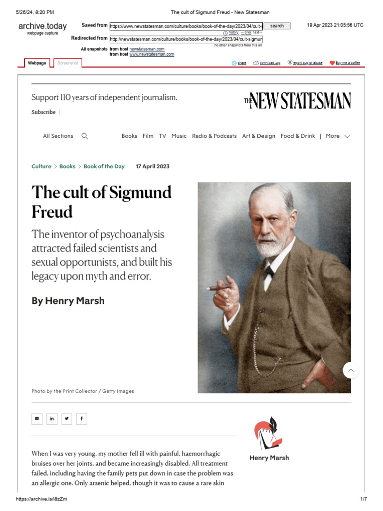 The Cult of Sigmund Freud - New Statesman | PDF | Sigmund Freud ...
