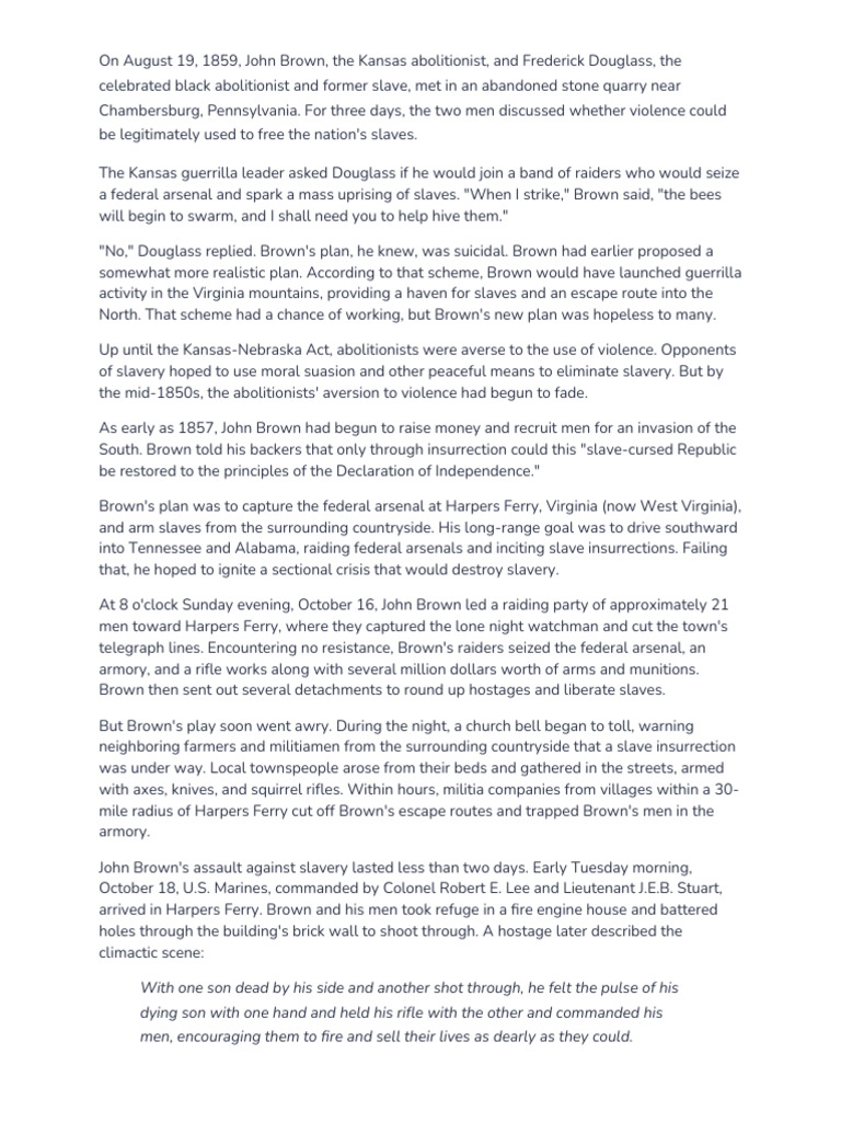 John Brown & Harpers Ferry | PDF | John Brown (Abolitionist ...