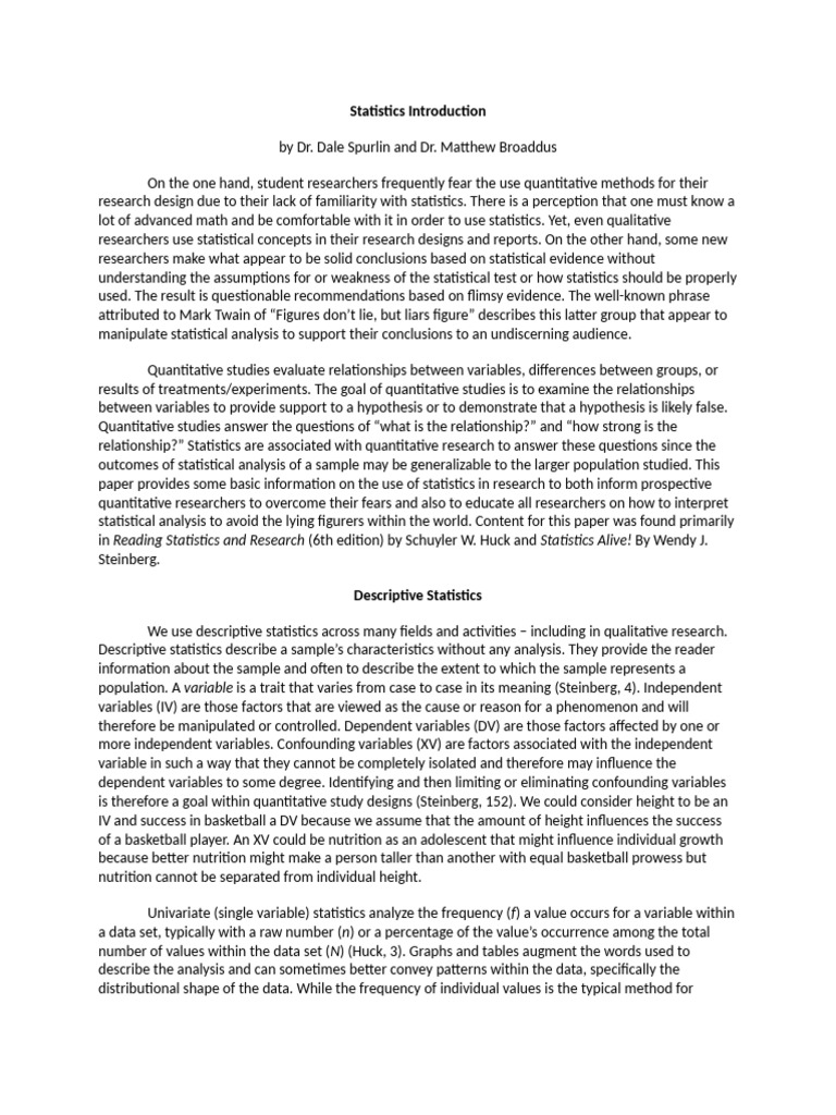 Statistics Introduction | PDF | Statistics | Mean