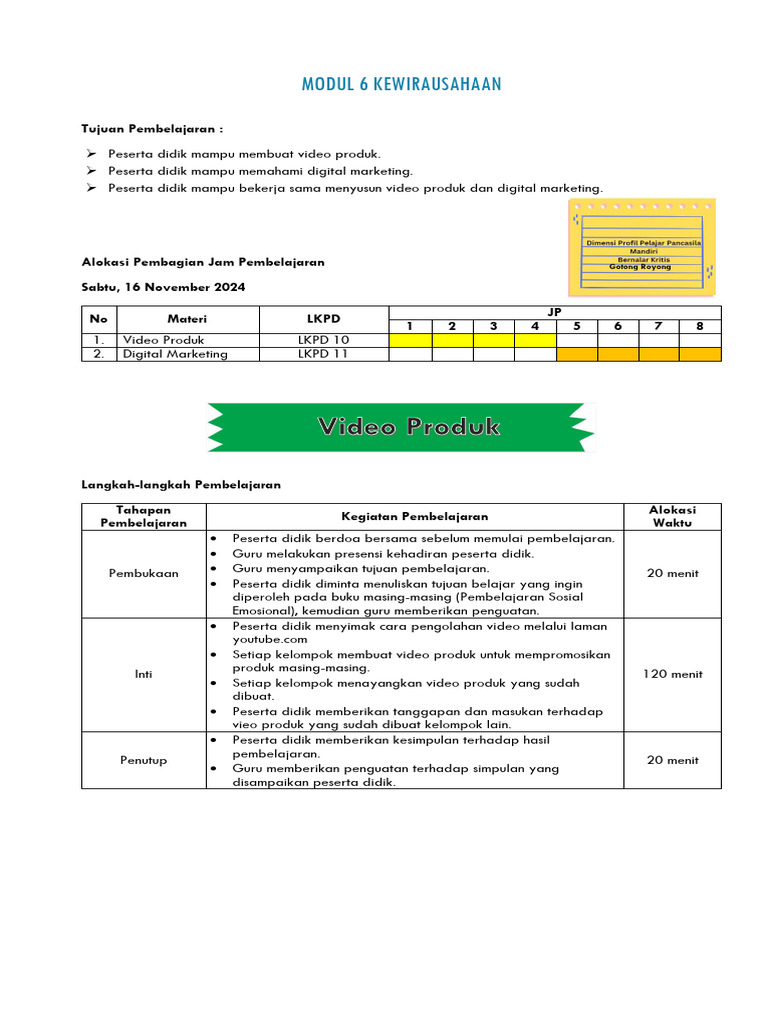 Modul 6 Kwu LKPD | PDF