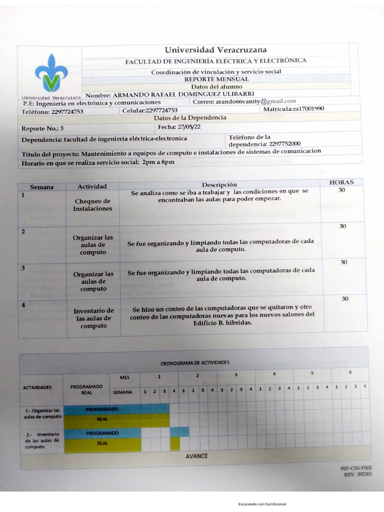 3er Reporte Servicio Social | PDF