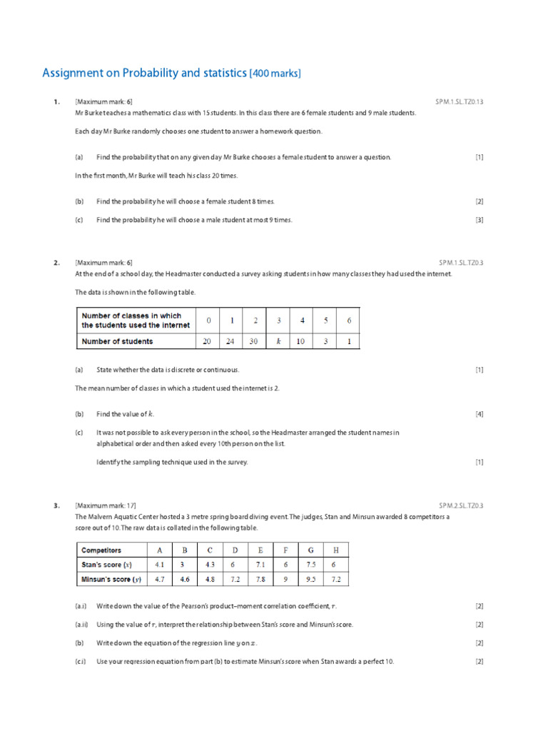 Assignment On Probability and Statistics | PDF | Spearman's Rank ...