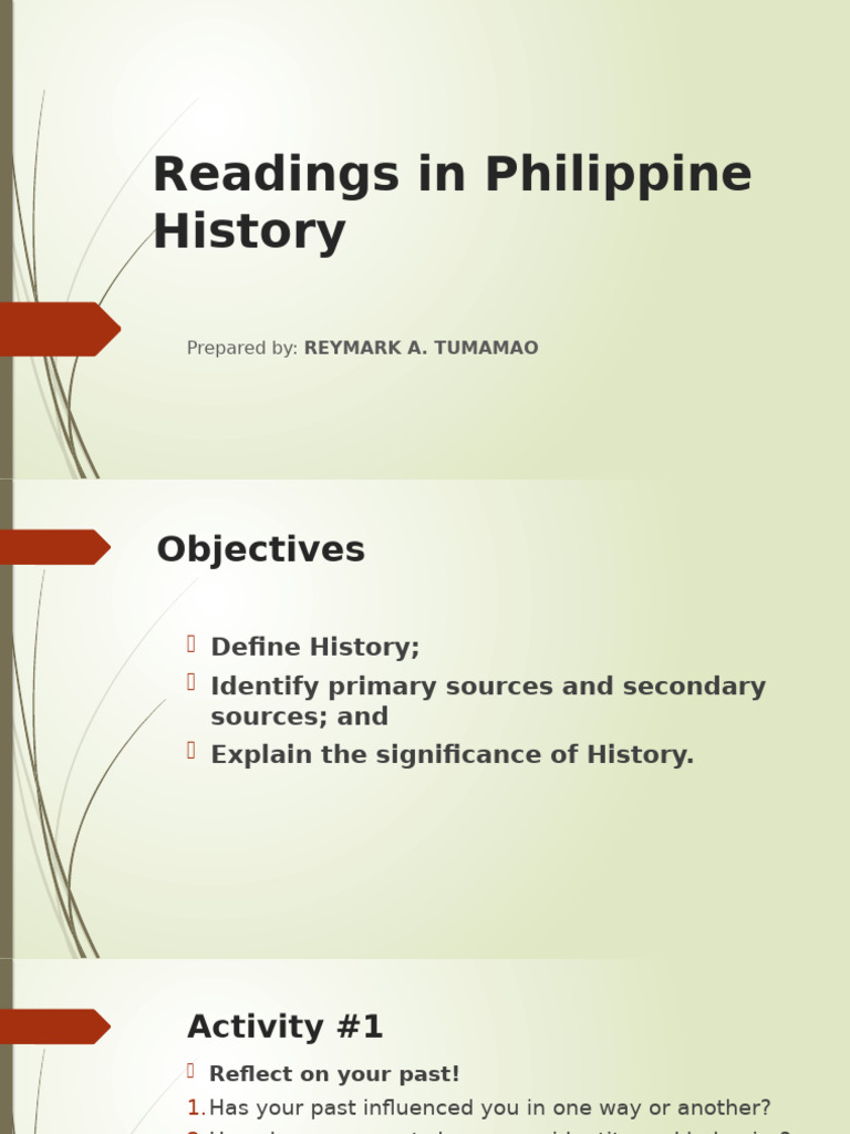 Readings in Philippine History MMSU 1st Topic | PDF | Primary Sources ...