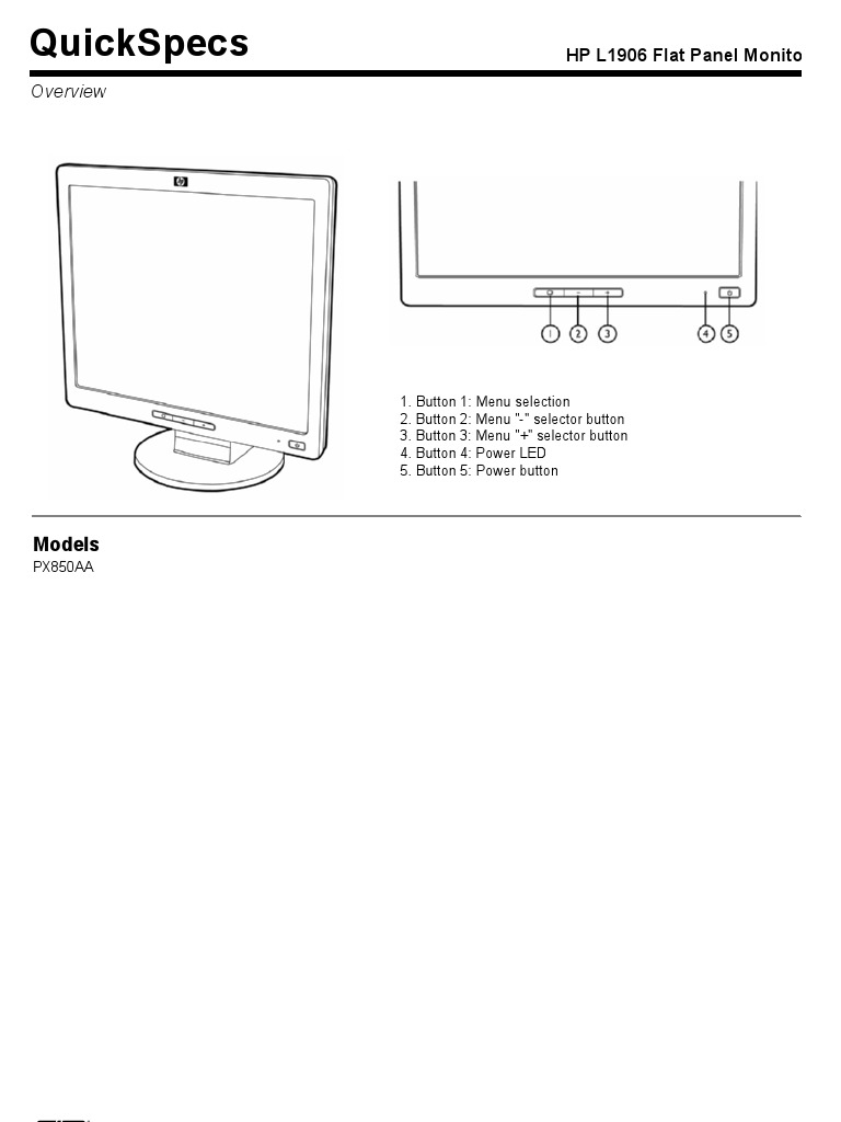 Quickspecs: Models | PDF | Computer Monitor | Computer Hardware