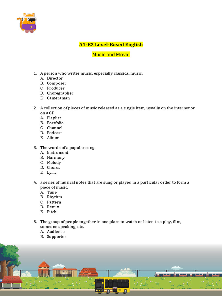 (Fundamental Bahasa Inggris) Paket 003 - Vocabulary A1-B2 (Music and Movie) | PDF | Popular ...