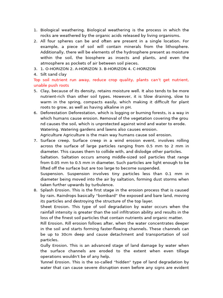 Soil Worksheet | PDF | Erosion | Soil