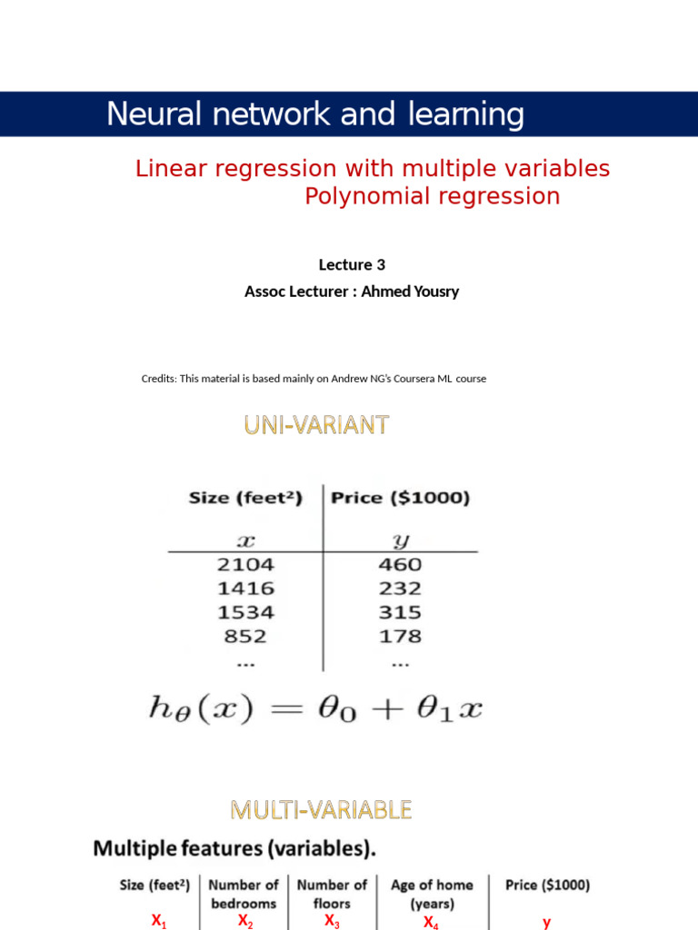 Lec3 Linear Regression With Multiple Vars | PDF | Machine Learning | Computational Science
