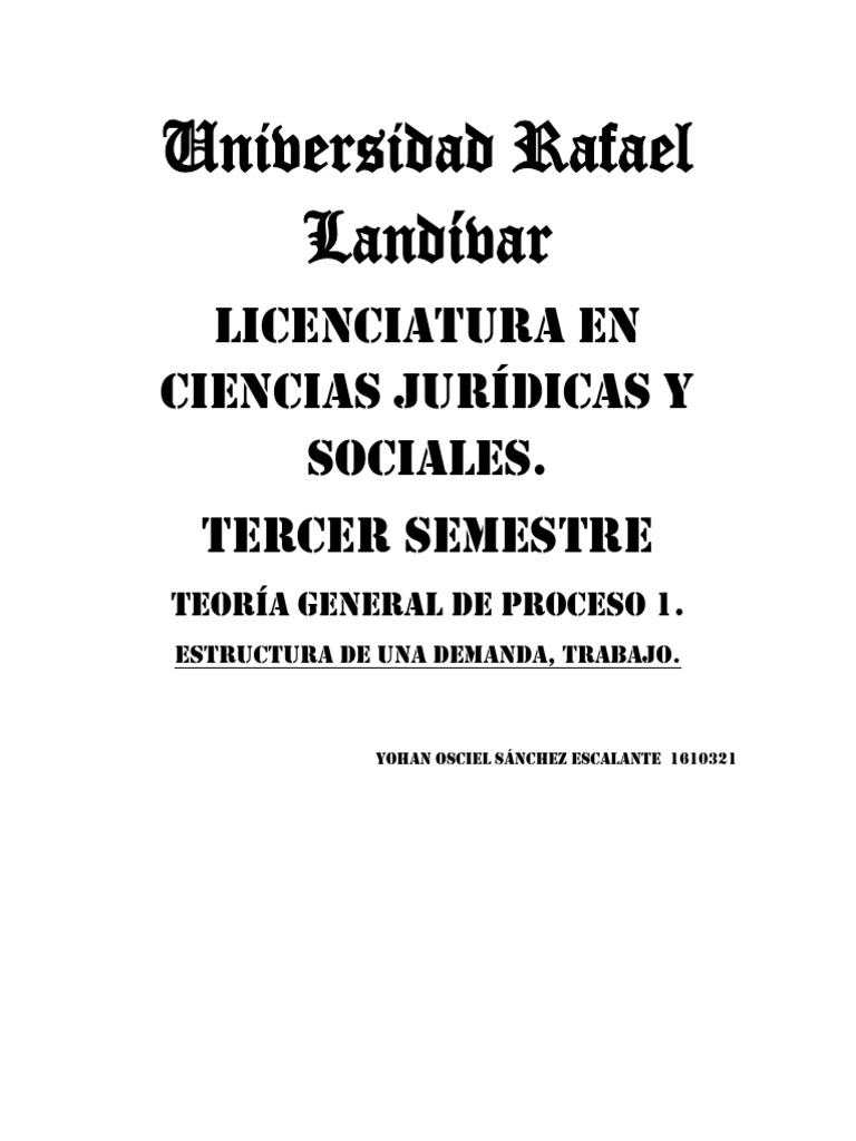 Estructura de Encabezado de Una Demanda Teoria General Del Proceso 1 Yohan Sanchez | PDF ...