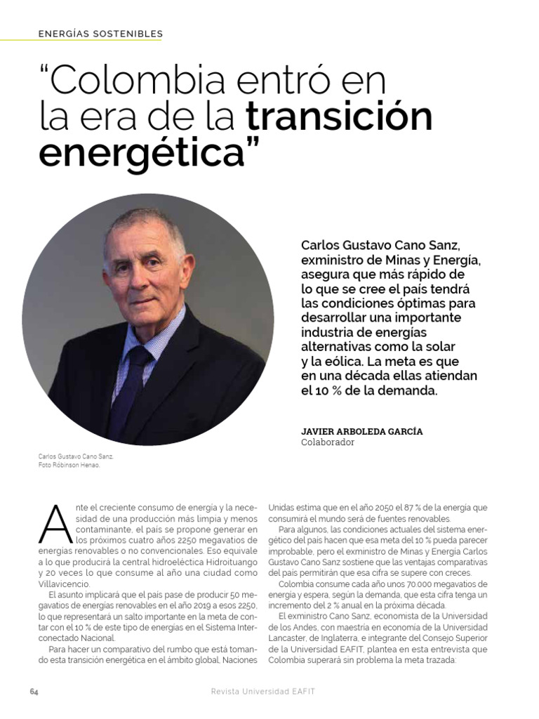 Colombia Entro en La Era de La Transicion Energetica | PDF | Energía renovable | Colombia