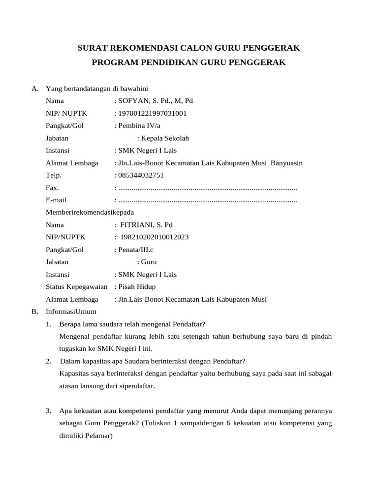 Surat - Rekomendasi - CGP - 11 - REGULER (Repaired) | PDF