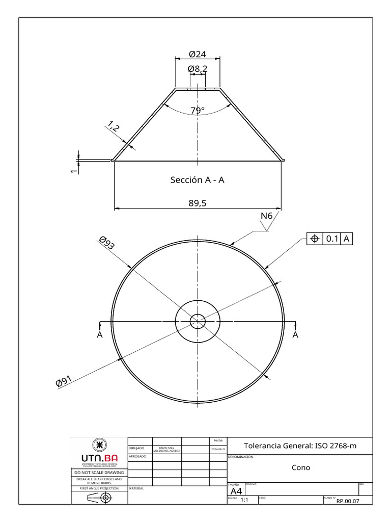 Plano Técnico de Cono A4 1:1 | PDF