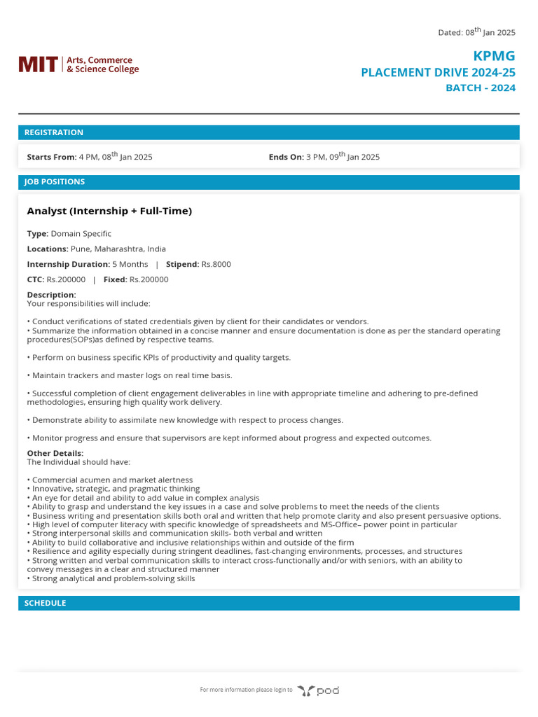 Placement Drive 2024 25 KPMG | PDF