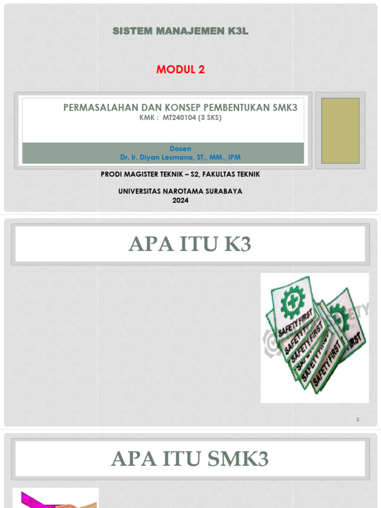 MODUL 2 - Permasalahan Dan Konsep Pembentukan SMK3 | PDF