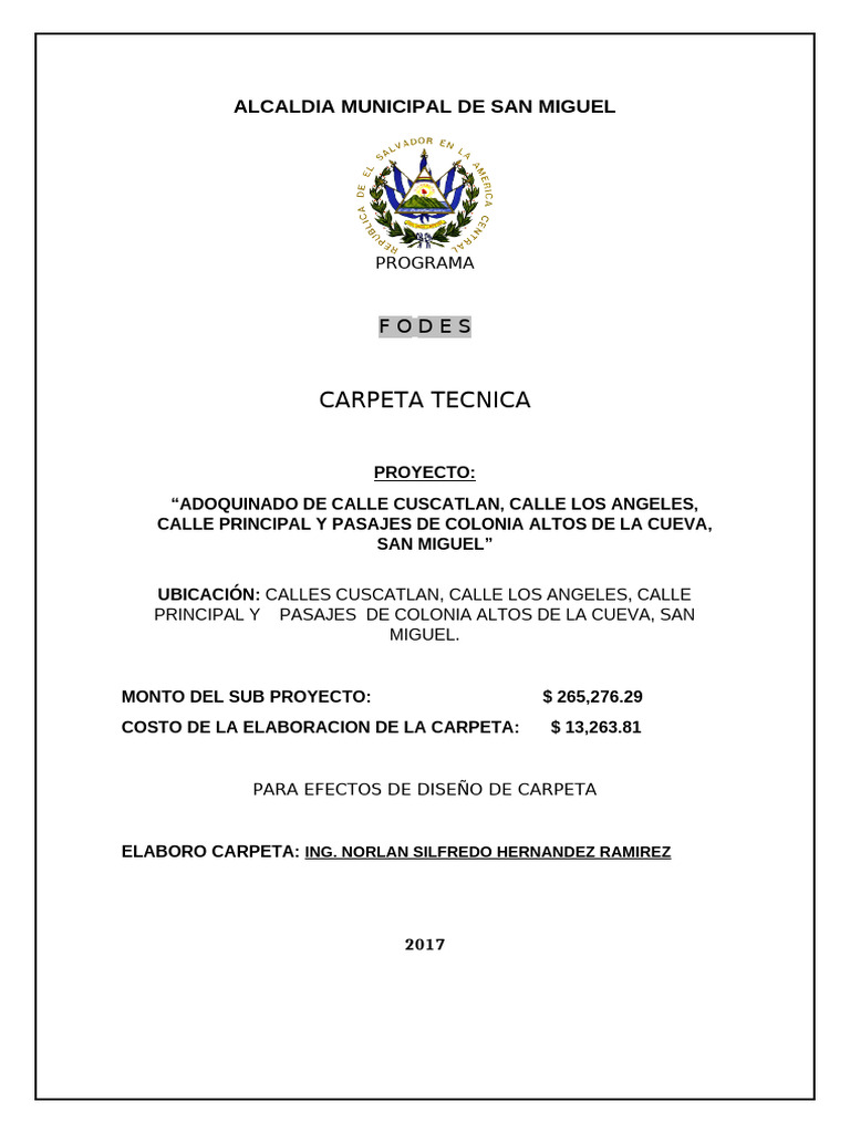 Adoquinado En Altos De La Cueva San Miguel Pdf