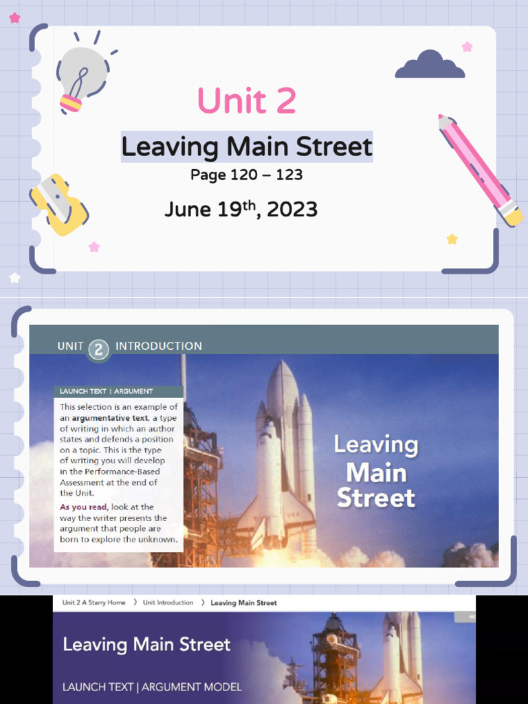 Lesson 1 Leaving Main Street 2023 | PDF