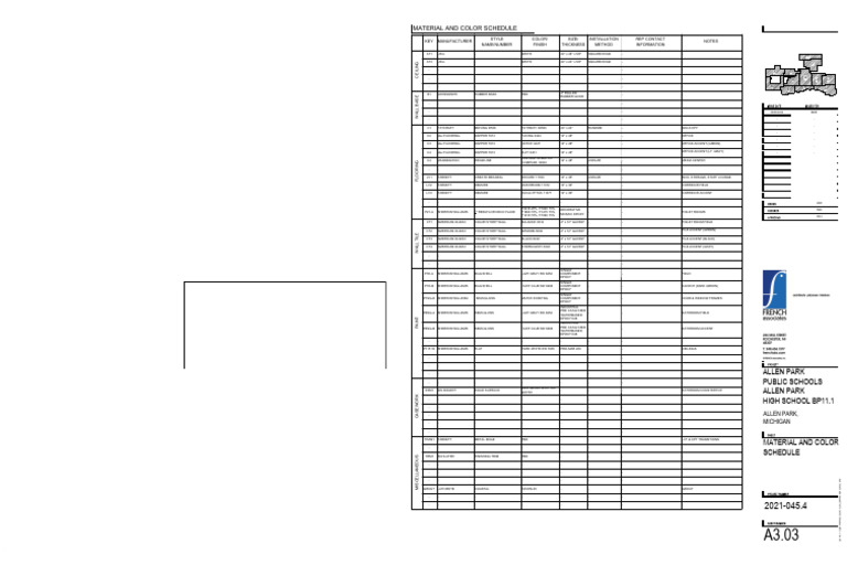 039 A3.03 Material and Color Schedule PDF | PDF