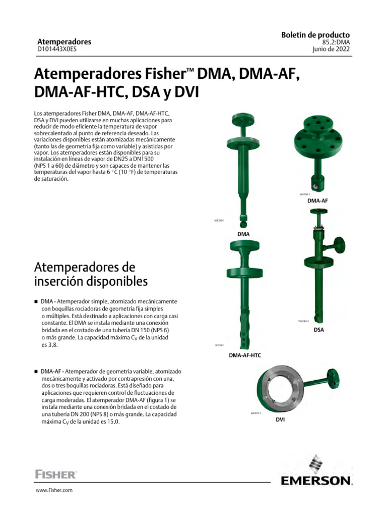 Product Bulletin Atemperadores Fisher Dma Dma Af Dma Af HTC Dsa y Dvi ...