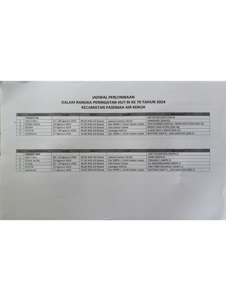 Jadwal Lomba HUT RI 2024 | PDF