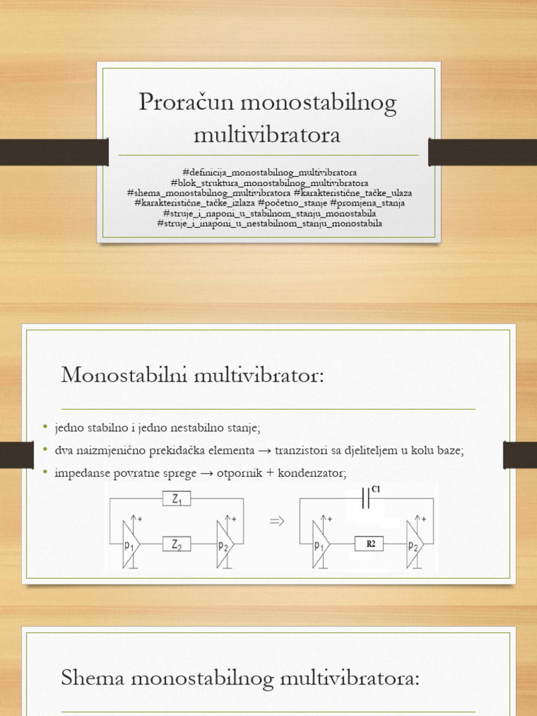 IDE III 32 - Proračun Monostabilnog Multivibratora-Prezentacija | PDF