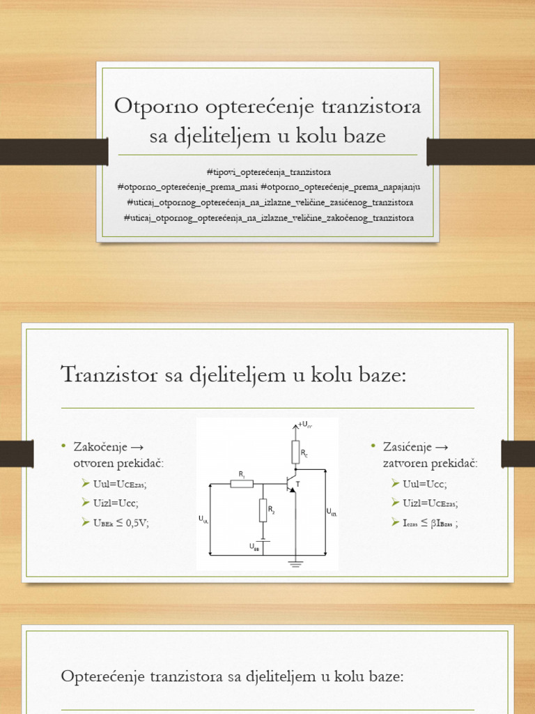 IDE III 24 - Otporno Opterećenje Tranzistora Sa Djeliteljem U Kolu Baze ...