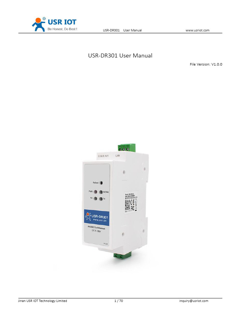 [User Manual] USR-DR301-User-Manual | PDF | Ip Address | Computer Network
