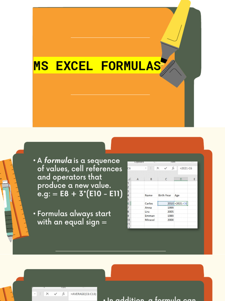 MS-EXCEL-LECTURE-2-FORMULAS-ARITHMETIC-OPERATIONS | PDF MS-EXCEL-LECTURE-2-FORMULAS-ARITHMETIC-OPERATIONS | PDF