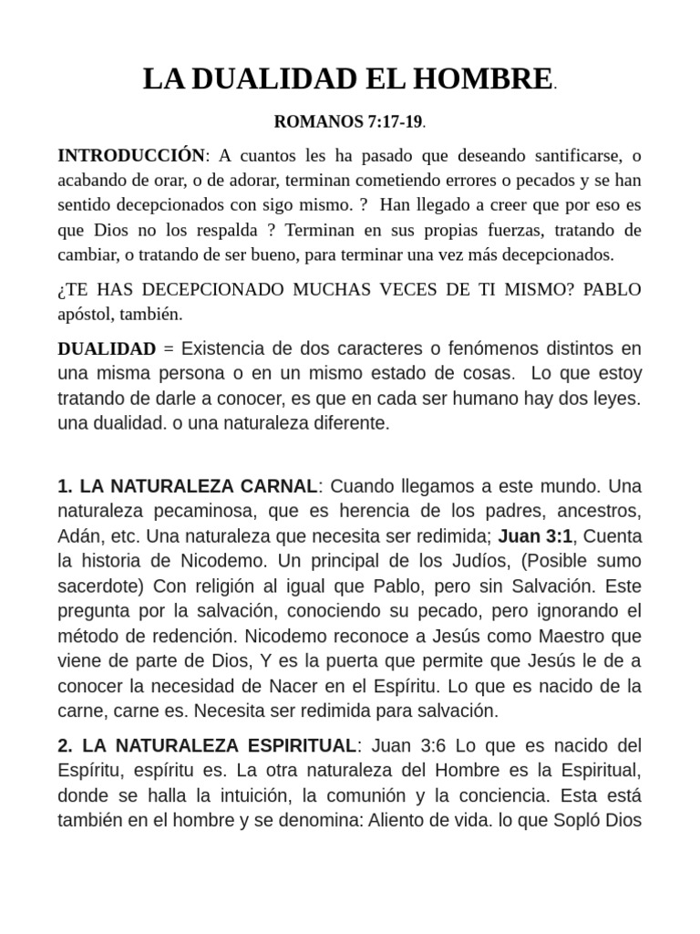 LA DUALIDAD DEL HOMBRE | PDF | Pecado | Salvación