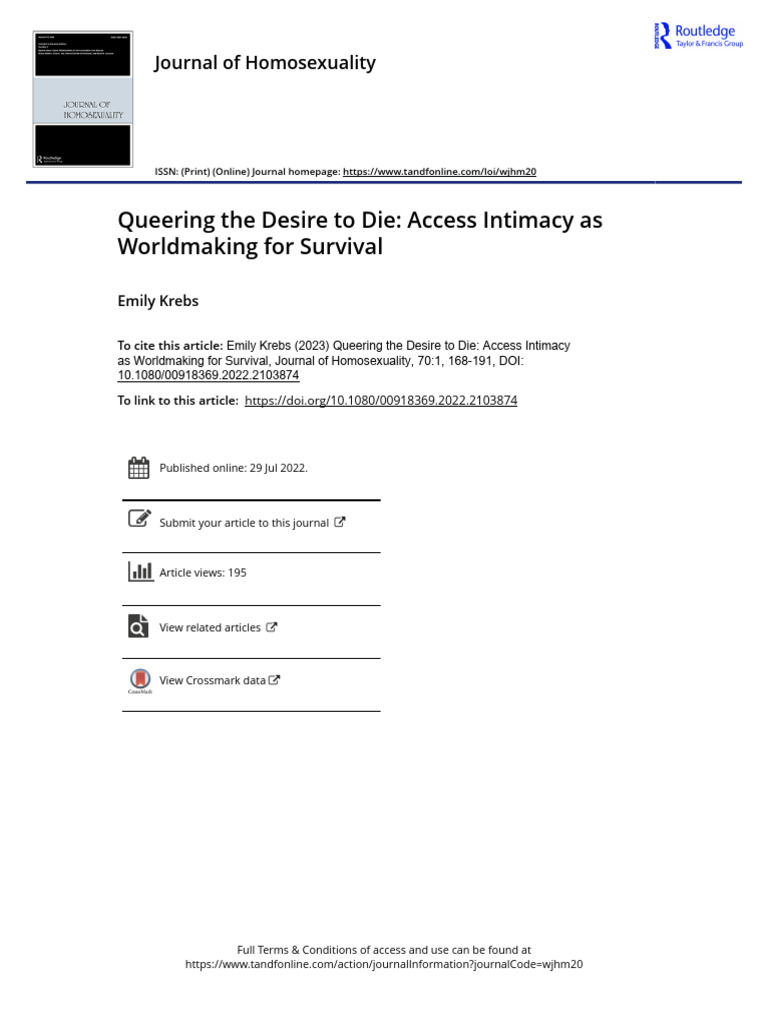 Queering The Desire To Die Access Intima | PDF | Psychiatry | Mental Disorder