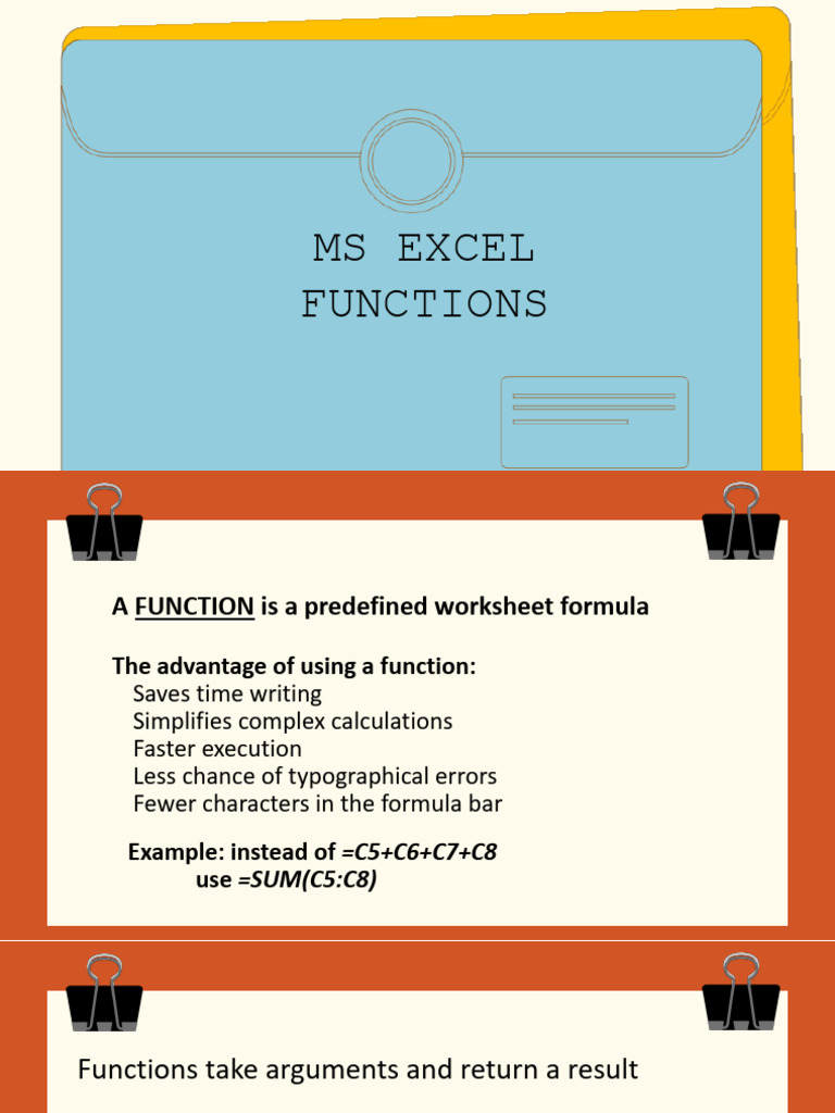 Ms Excel Lecture 3 Ms Excel Functions Pdf Microsoft Excel Computer Programming