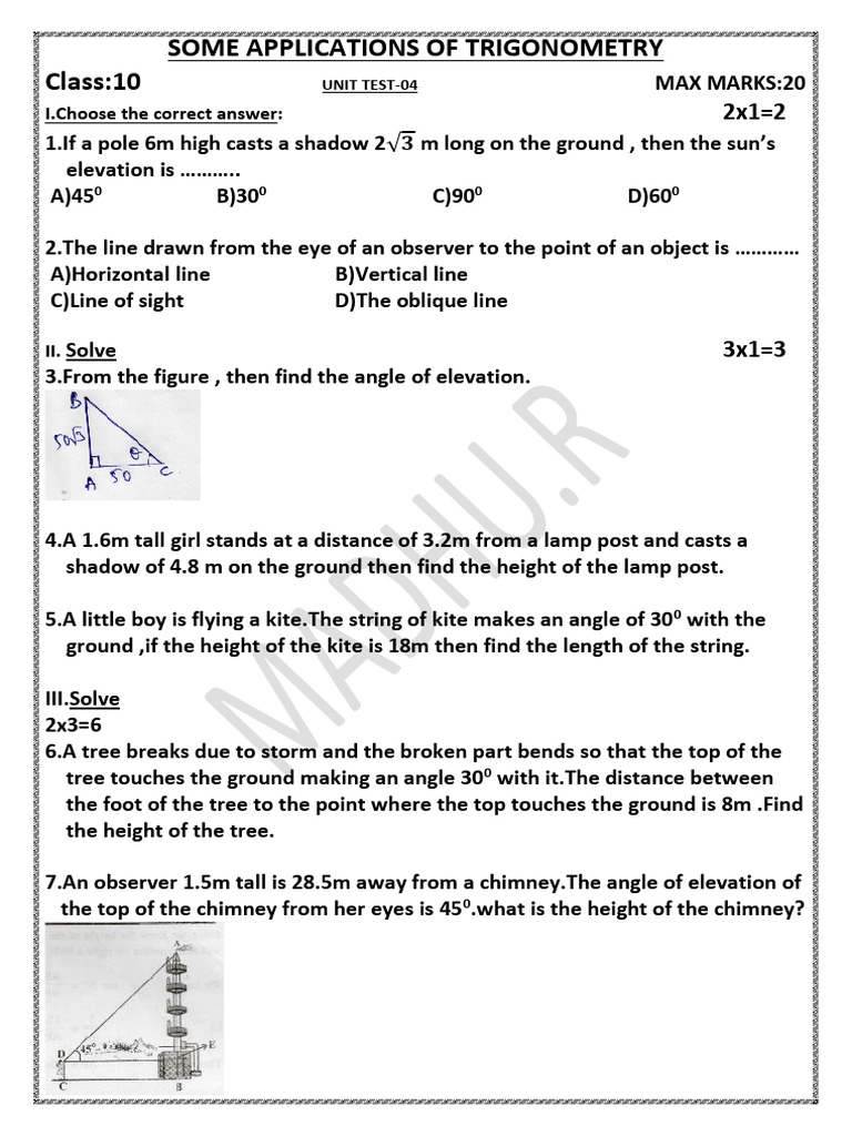 Some Applications of Trigonometry Ut-04 | PDF