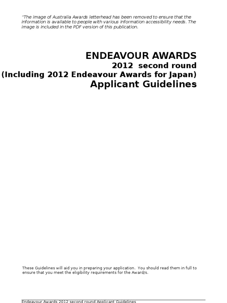 Endeavour Awards 2012 Applicant Guidelines | PDF | University And ...