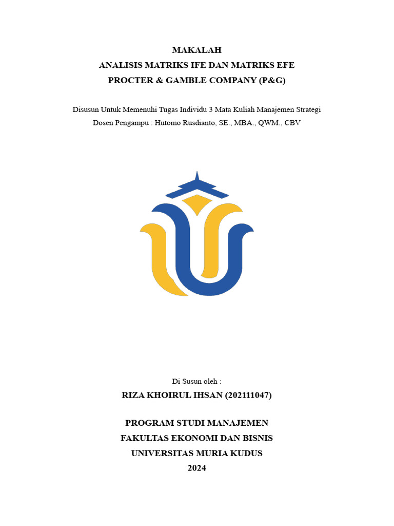 Makalah Analisis Matriks Ife Dan Matriks Efe Procter & Gamble Company ...