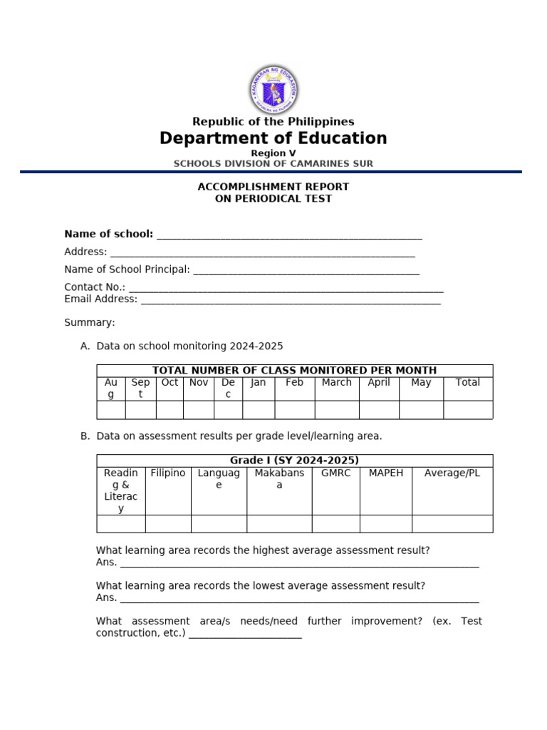 Camarines Sur Periodical Test Report | PDF | Writing | Human Communication