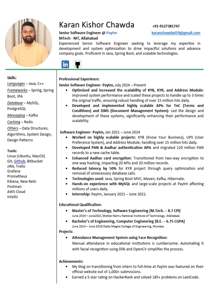 Karan Chawda 355867 202410141103 Resume | PDF | Scalability | Databases