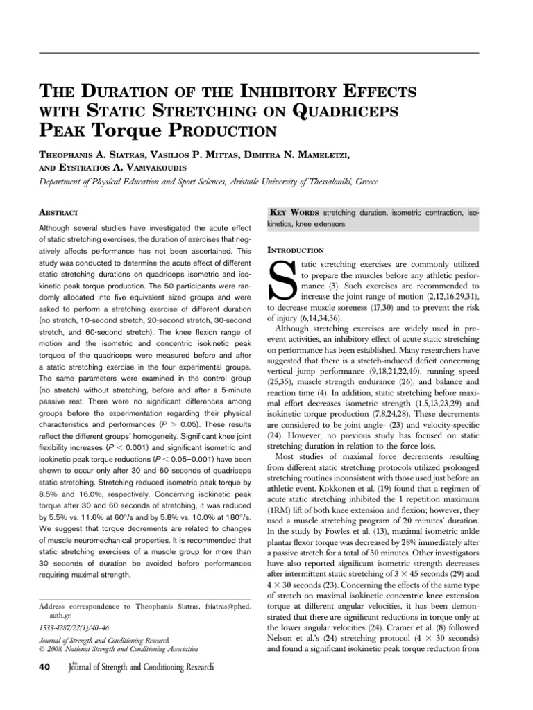 Siatra - Inhibitory Effects With Static Stretching | PDF | Muscle ...