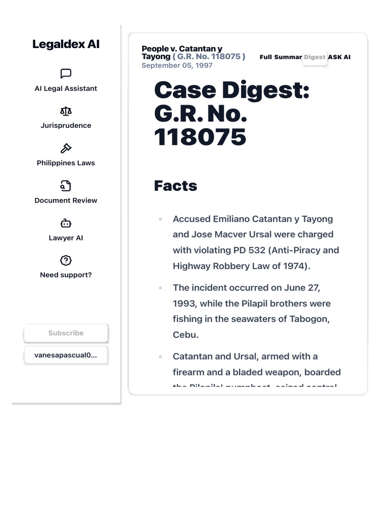 Case Digest: People v. Catantan y Tayong | PDF