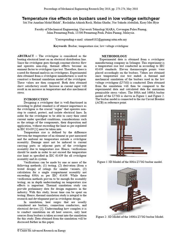 Temperature rise effects on busbars used in low voltage switchgear | PDF | Temperature | Simulation