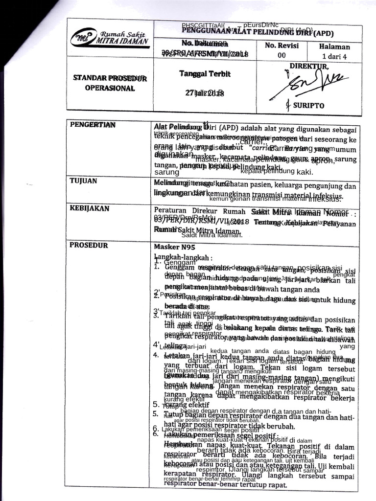 Spo Penggunaan APD | PDF
