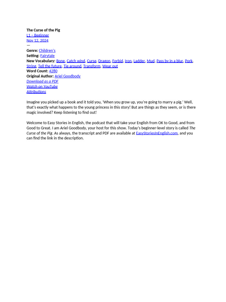 The Curse of the Pig | PDF