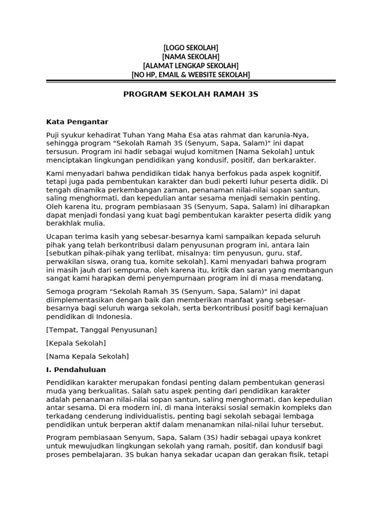 Program Sekolah Ramah 3S | PDF