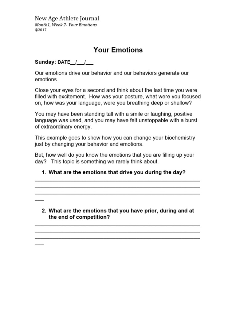 Week 2- Emotions __ Athlete Version | PDF | Emotions | Behavioural Sciences