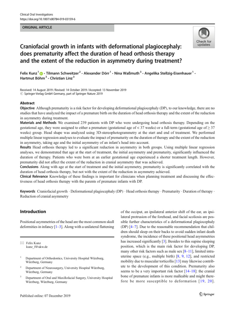 Craniofacial Growth in Infants With Deformational Plagiocephaly - Does ...