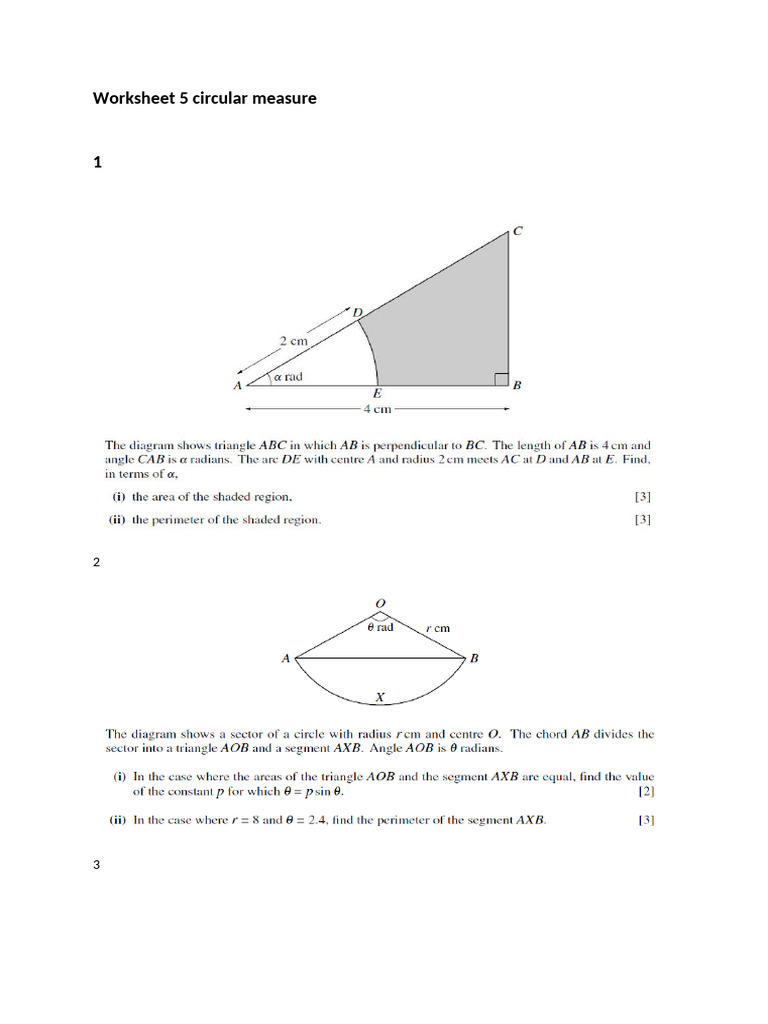 Worksheet 5 Circular Measure (1) | PDF