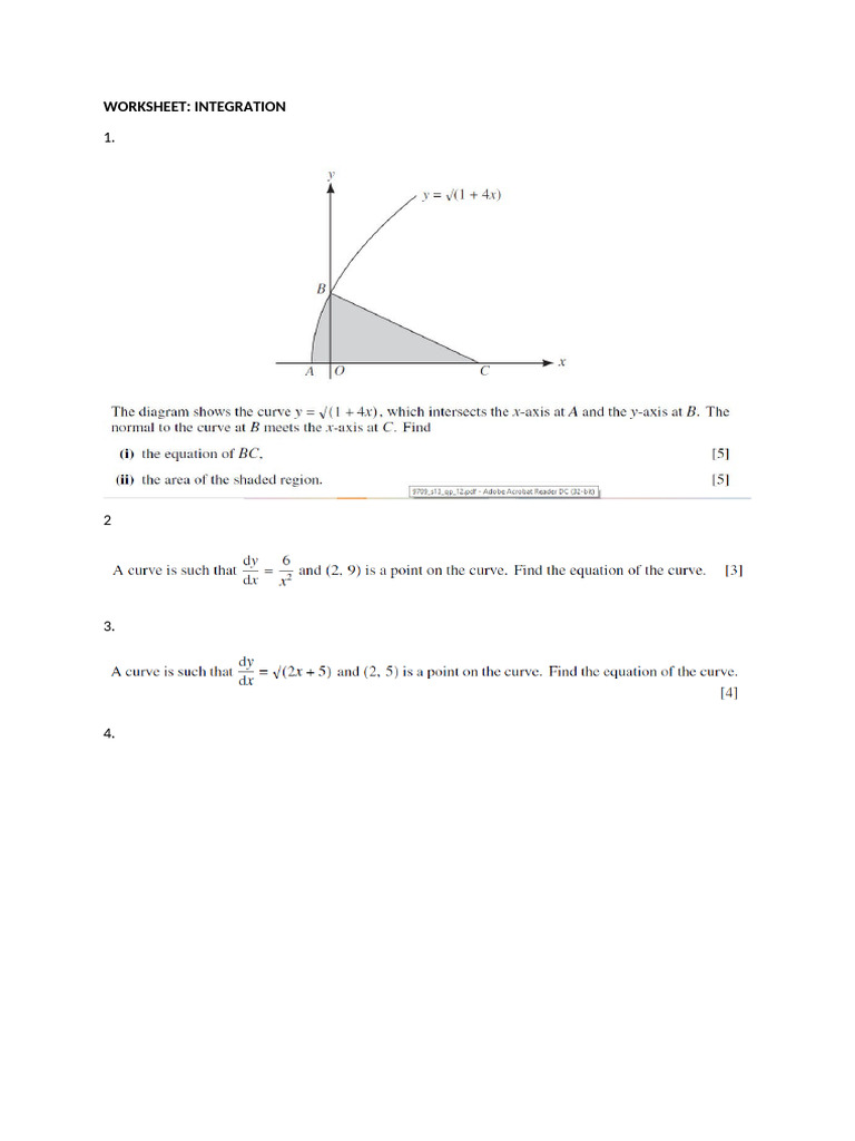 Worksheet 7 Integration (2) (1) | PDF