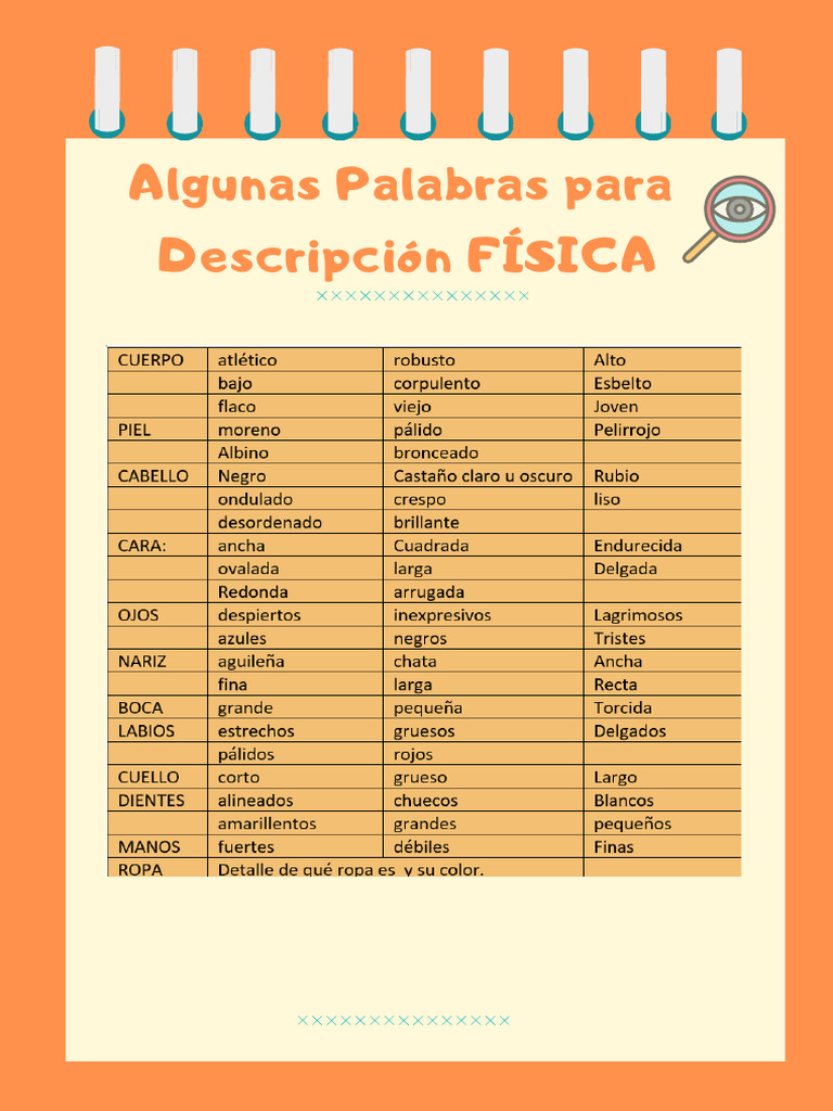 Palabras para Descripciones Físicas y Psicológicas | PDF