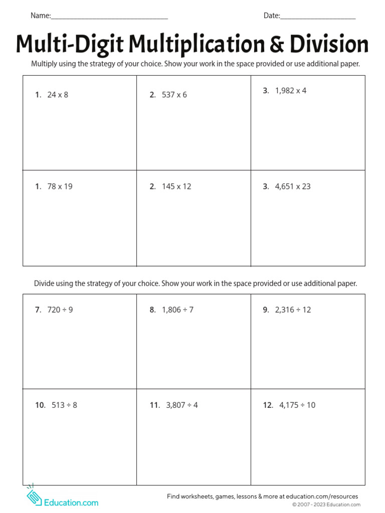 Multi Digit Multiplication Division | PDF